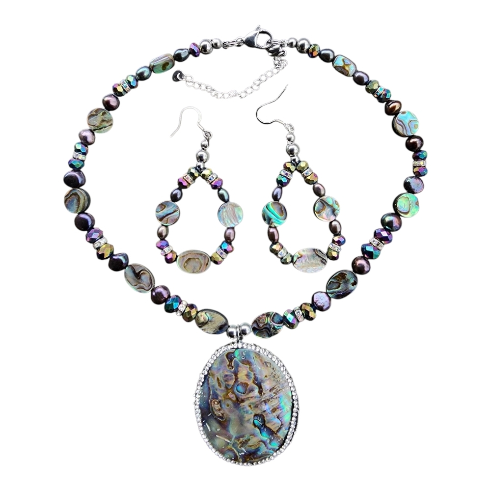 Handcrafted Elegant Abalone Shell Jewelry Set - Gem